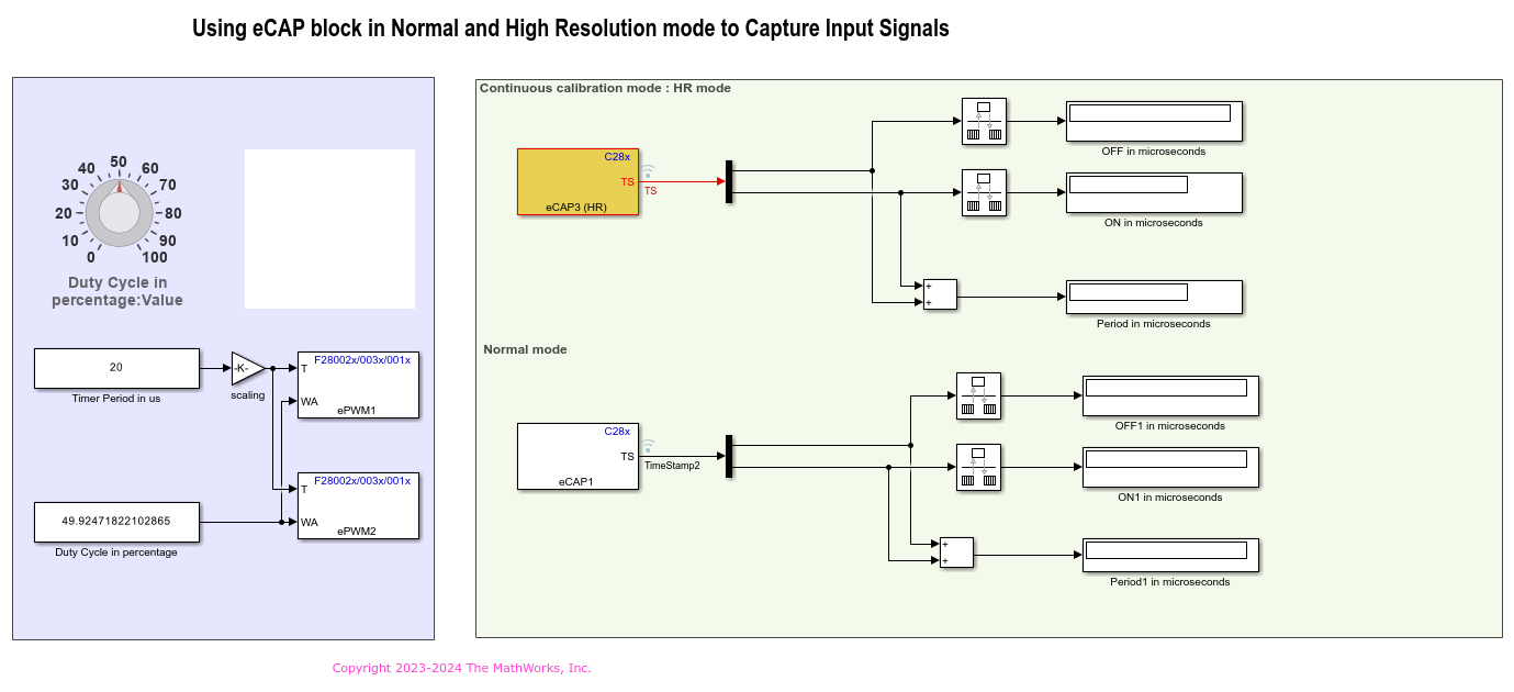 Using eCAP Block in HRCAP Mode to Capture Input Signals - MATLAB & Simulink