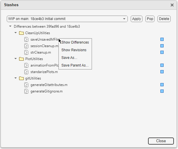 Review and Commit Modified Files to Git - MATLAB & Simulink