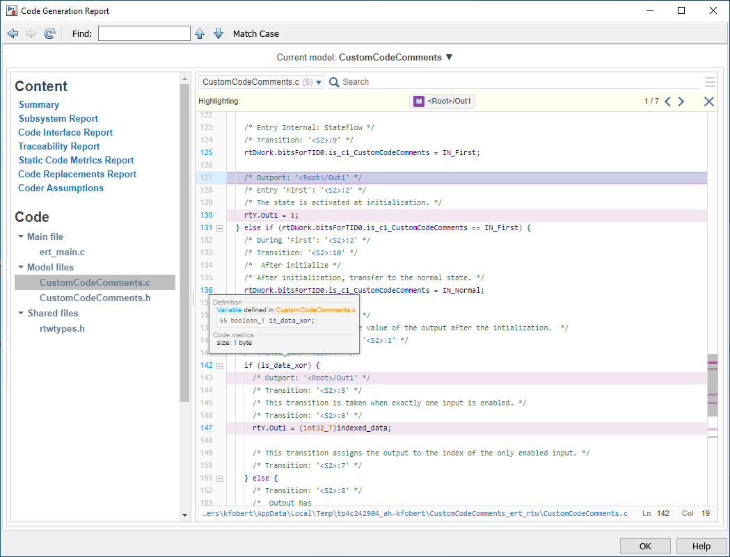 rtwtrace - Trace a block to generated code in code generation report ...